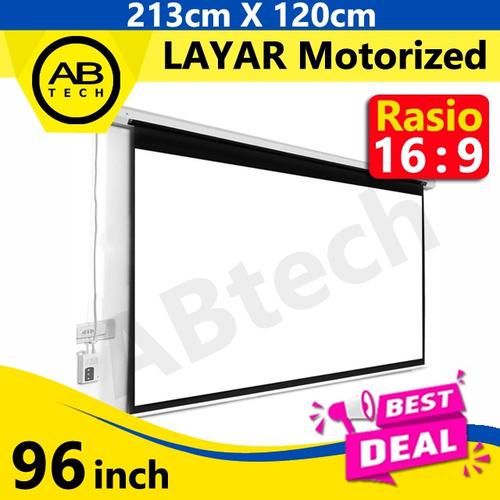 Jual Layar Proyektor Motorized 96 inch Rasio 16:9 - Screen Projector 96 ...