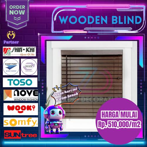 Jual Tirai Kerai kayu Wooden Blind / Kayu 27mm SHARP POINT - String ...