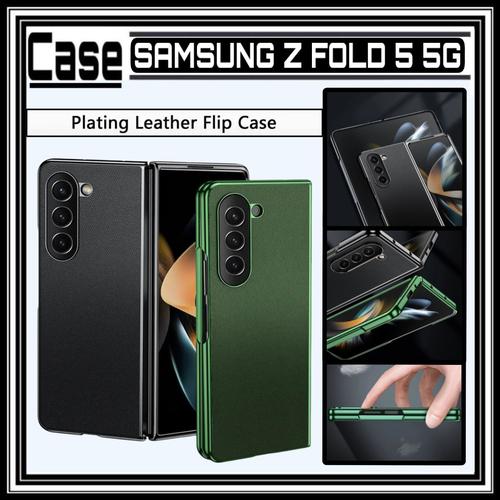 Jual Samsung Galaxy Z Fold 5 Fold5 5G Plating Leather Glass Case Hard ...