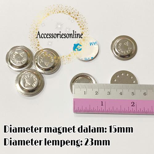 Jual Magnet Pin/Magnet Nama Dada Caution Bulat Diameter 23mm + double ...