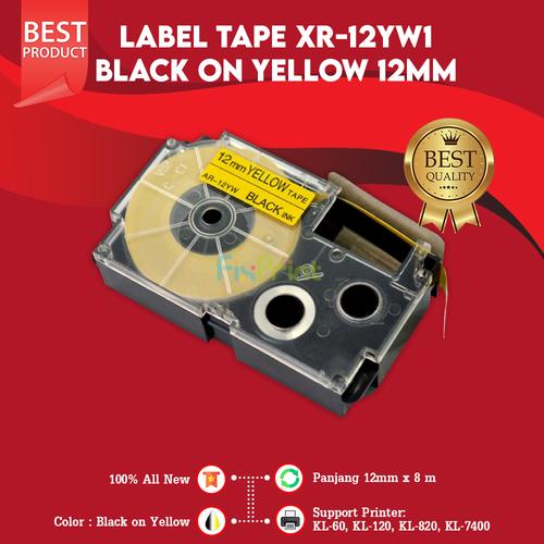 Jual CASIO Label Tape XR-12YW1 12mm Black On Yellow Print Label KL60 ...