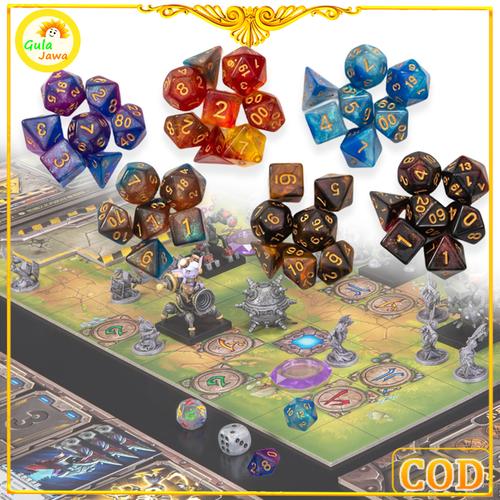 Jual 7 buah/set Dadu Polyhedral Bentuk Multi Sisi Dadu Transparan RPG ...