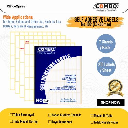 Jual Stiker Label No.109 12x38mm / Self Adhesive Labels 109 / Label ...