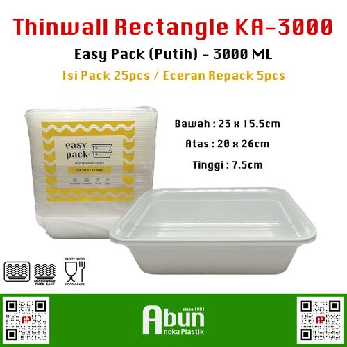 Promo Thinwall Easy Pack KA-3000 ML Putih - Repack 5pcs - Jakarta Selatan - Abun Aneka Plastik ...