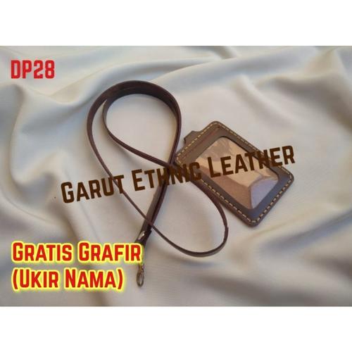 Jual Name Tag/Lanyard (ID Card Holder) Kulit Pria Pull Up Premium Asli ...
