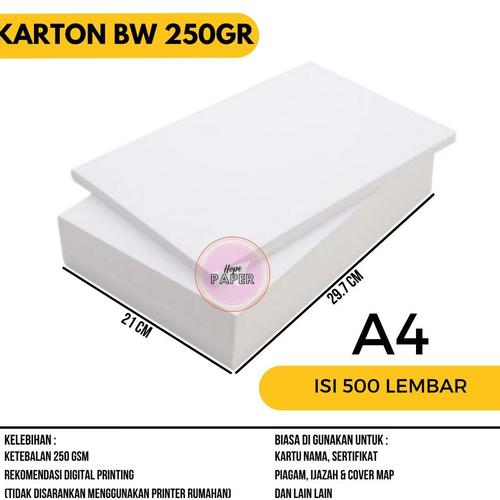 Jual Kertas BW A4 250gsm isi 500 lembar / Kertas BW 250gsm A4 - Kab. Bogor - Gacoan_square ...