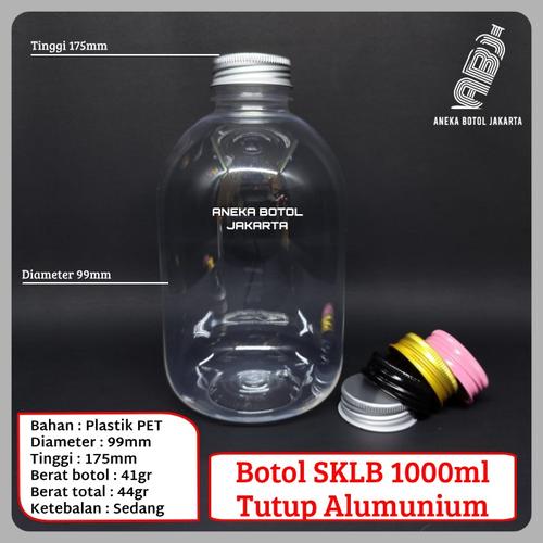 Jual Botol gendut 1000 ml tutup alumunium / Botol SKLB 1000 ml alumunium - Silver, Kardus ...
