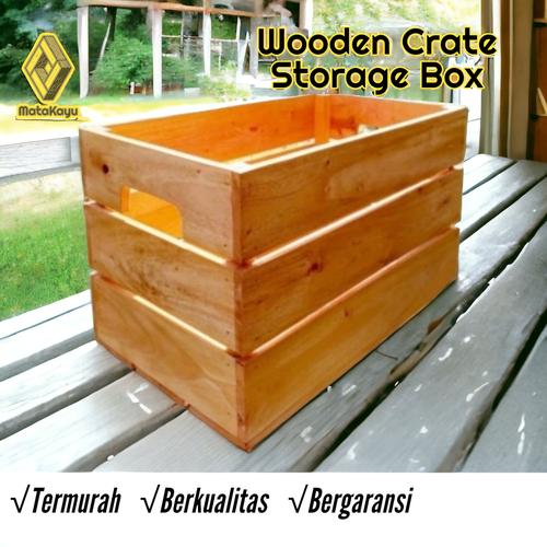 Jual wooden crate kotak kayu 65x45 cm peti kayu storage box serbaguna ...