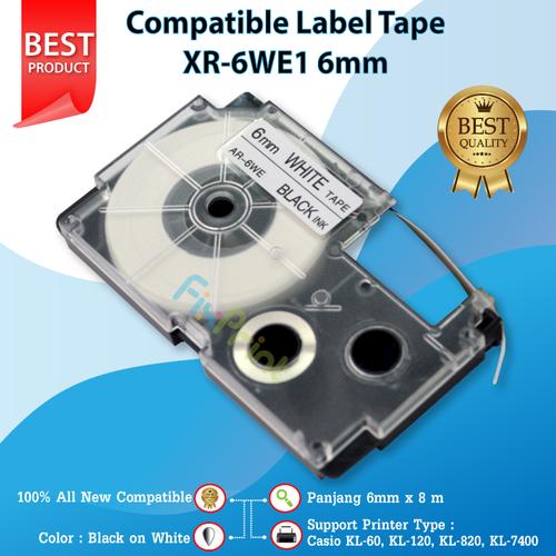 Jual Label Tape Casio XR-6WE1 Black On White 6mm Printer KL60 KL820 KL7400 - 6MM BK&Y - Jakarta ...