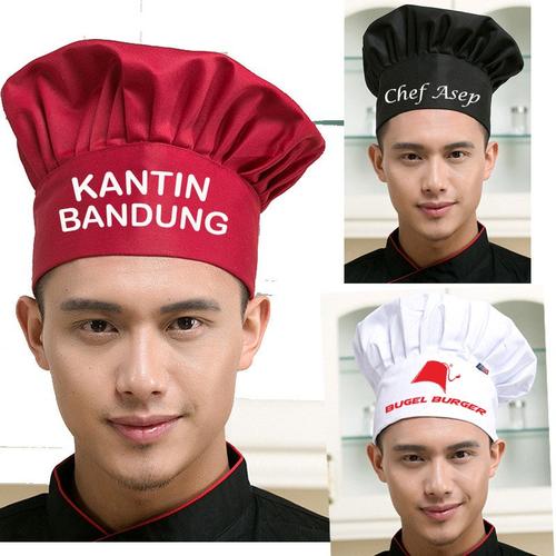 Jual TOPI KOKI CHEF CUSTOM NAMA LOGO USAHA REQUEST LOGO - Hitam, BORDIR - Kab. Sumedang ...
