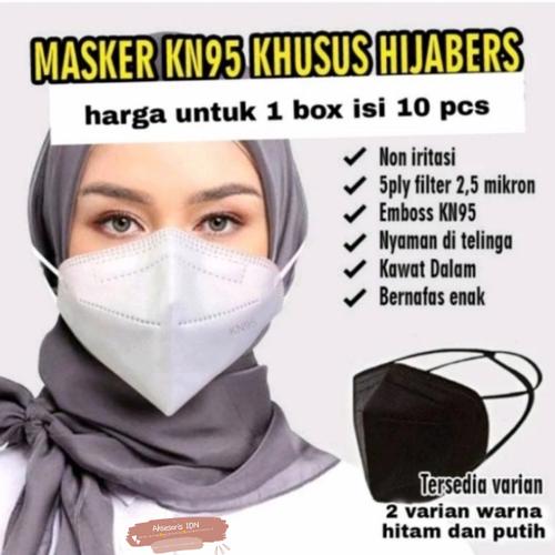 Jual MASKER KN95 HIJAB MASKER HEADLOOP HIJAB ISI 10 HITAM PUTIH - Putih ...