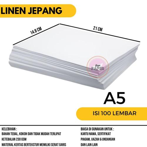 Jual Kertas Linen A5 isi 100 lembar / Kertas Karton A5 Linen - Jakarta ...