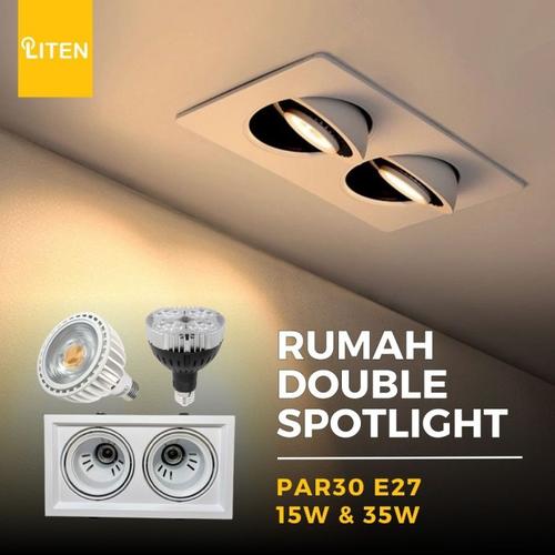 Jual Rumah Lampu Downlight Halogen Double Fitting E27 Par30 15w 35w LED - 35 WATT (4 LED), 3000k ...