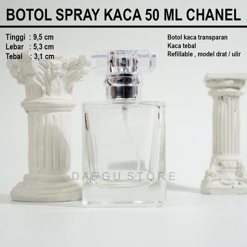 Jual Botol Parfum 50ml Spray Kaca Kotak Isi Ulang - Transparan Bening ...