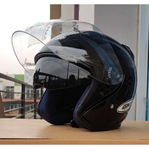 Jual HELM HALF FACE GMT ORIGINAL DOUBLE VISOR/ HELM CENTRO/SNI - Hitam ...