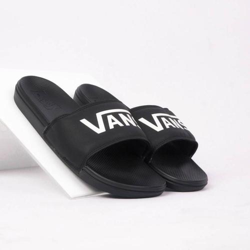 Jual Original Vans Slide On Slippers Black Script Vans White - 36 ...
