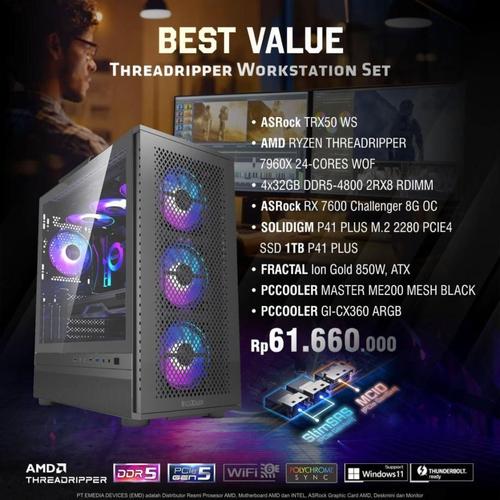 Promo BEST VALUE AMD Threadripper 7960X WORKSTATION SET Cicil 0% 3x ...