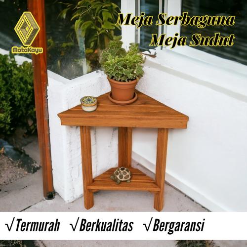 Jual meja sudut kayu meja segi tiga coffee table wood minimalis ...