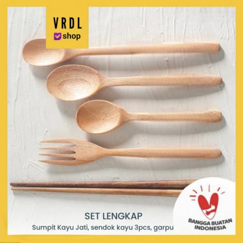 Jual Sendok Garpu Kayu Set Premium / Sendok Kayu / Garpu Kayu / Sumpit ...