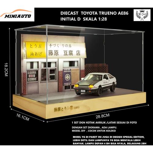 Jual Diecast miniauto diorama TOYOTA AE86 TRUENO initial D Box akrilik ...