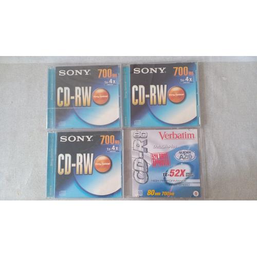 Jual 3 buah CD-RW Sony High Speed 700 MB 4x-10x + 1 buah Verbatim CD-R ...