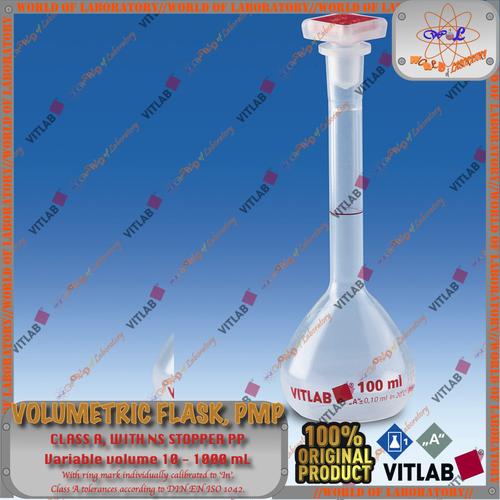 Jual VITLAB Volumetric Flask, PMP, Class A, with Stopper - 10 mL - Jakarta Barat - WORLD of ...