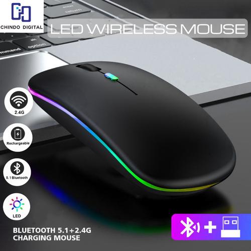 Jual Mouse Bluetooth Rechargeable Wireless Mouse Ultra-thin Silent LED ...