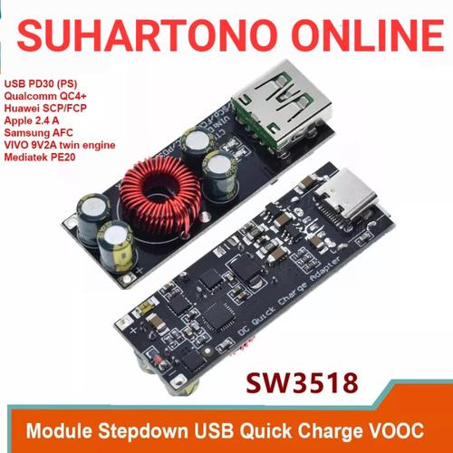 Jual SW3518 Module Buck Stepdown 6-35V to USB Quick Charger VOOC QC4.0 ...