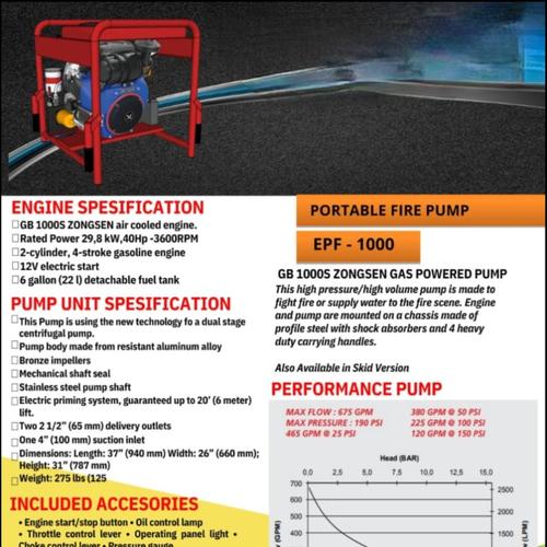 Jual Portable Fire Pump EPF 1000 Engine GB 1000S Zongsen - Jakarta ...