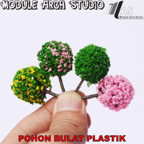 Jual Maket Pohon Bulat Plastik - Miniatur Pohon Bunga - Hijau Polos, 1 ...