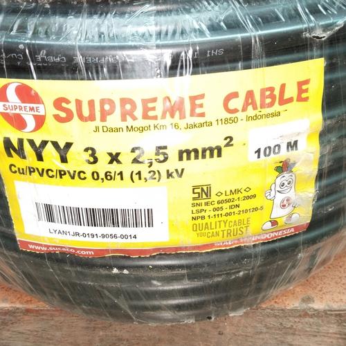 Jual Kabel Supreme NYY 3x2.5 mm 100 Meter Tufur Outdoor Kawat KMI SNI ...