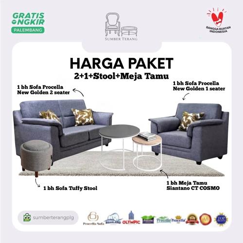 Jual Sofa 211 Minimalis Sofa Procella New Golden Kursi Tamu + Meja ...