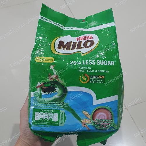 Jual Milo nestle susu bubuk Coklat active go LESS SUGAR ( isi 10 ...