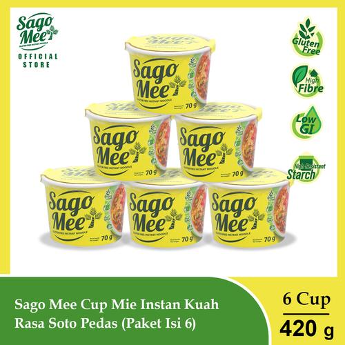 Jual Sago Mee Mie Instan Cup Kuah Rasa Soto Pedas 70 gram (Paket Isi 6 ...