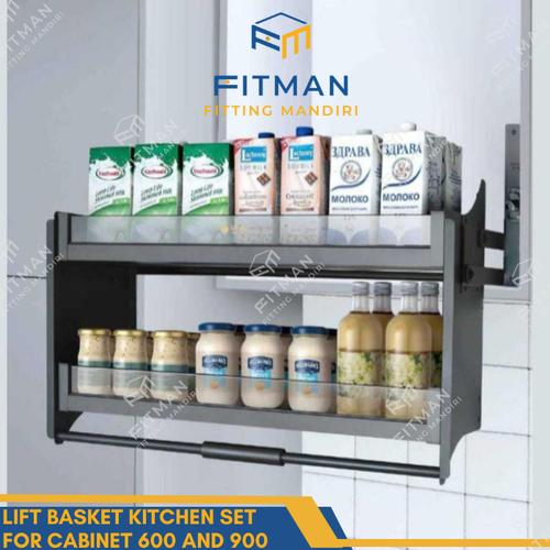 Jual Rak piring tarik 2 susun kitchen elevator dish rack pull down ...