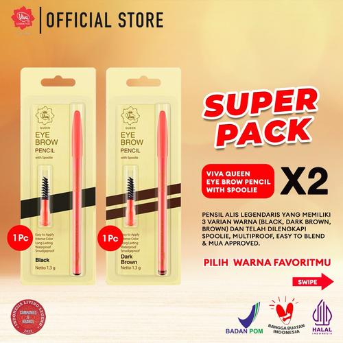 Promo [Super Pack !!!] Viva Queen Eye Brow Pencil - 2Pcs - Dark + Dark ...