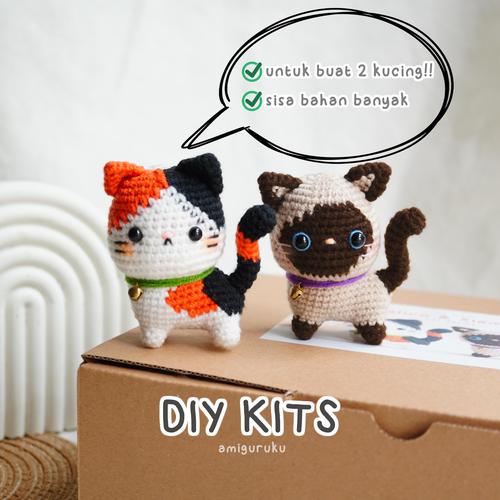Promo DIY Kits Paket Rajut Amigurumi Crochet Kucing- Calico and Siamese ...