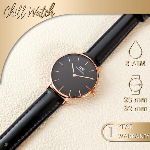 Promo Jam Tangan Wanita Original Classic Dial Black Leather Strap ...