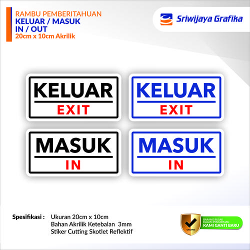 Jual Rambu Tanda Masuk Keluar | Rambu In - Out Akrilik 3mm Ukuran ...