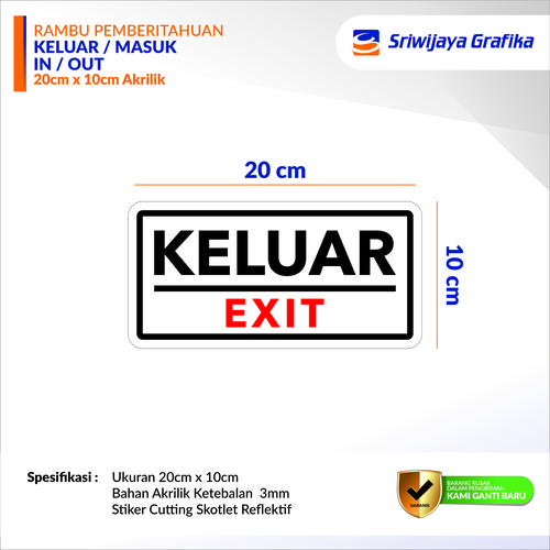 Jual Rambu Tanda Masuk Keluar | Rambu In - Out Akrilik 3mm Ukuran ...