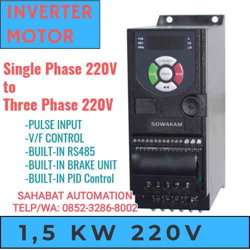 Jual Inverter Motor 1,5 kw 2HP 220V 1 Phase ke 3 Phase 220V VFD 2 HP 1,5kw - Kab. Gresik ...