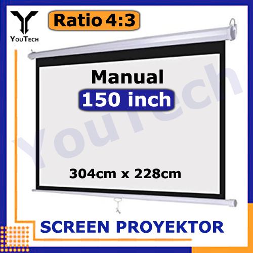 Jual Screen Proyektor Manual 150" ratio 4:3 - Layar Gantung 150 inch ...