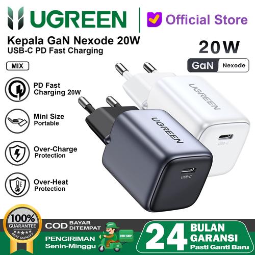 Promo UGREEN Kepala Charger Type C GAN Fast Charging 20w 90664 15324 ...