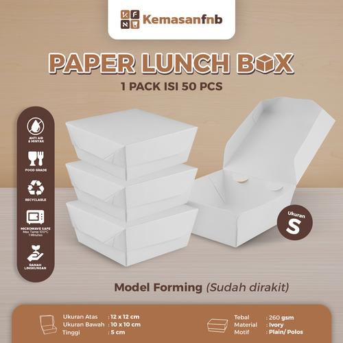 Promo Paper Lunch Box [Forming] 1 Pack Isi 50 Pcs Ivory 260gr 1PE ...