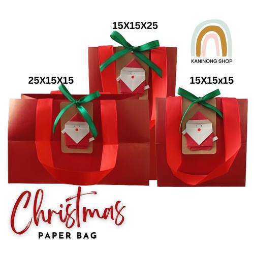 Jual Paper Bag Natal Merah Kotak Toples Kue Kering 15X15X15 - Pakai ...