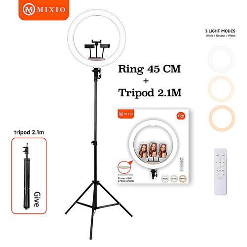 Promo MIXIO Ring Light 45cm + Light Stand Tripod 2M with 3 Holder HP ...