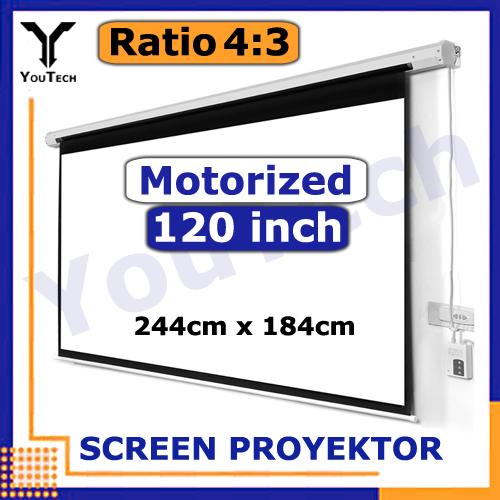 Jual Layar Proyektor Motorized 120" Ratio 4:3 / Screen Projector 120 ...