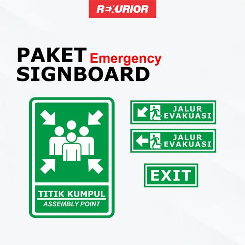 Jual PAKET signboard Titik kumpul, Jalur evakuasi, Exit akrilik I ...