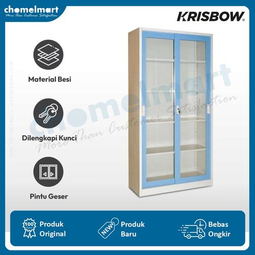 Jual Krisbow Lemari Arsip Kantor Besi 2 Pintu Kaca Geser – Biru ...
