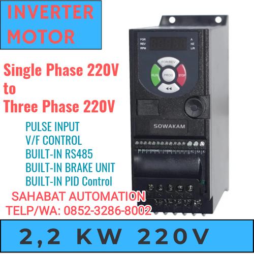 Jual Inverter Motor 2,2 kw 3HP 220V 1 Phase ke 3 Phase 220V VFD 3 HP 2 ...